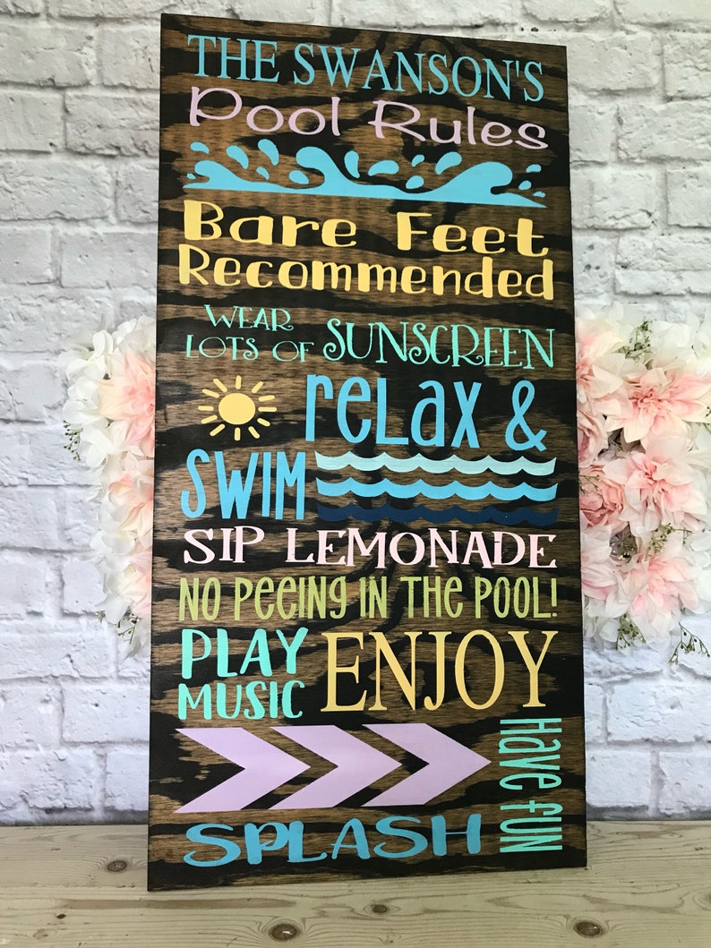 Pool Rules Sign Large Pool Area Sign | Etsy
