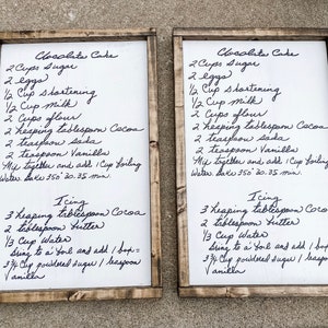 Custom Handwritten Recipe Sign Made From Your Recipe Card - Etsy