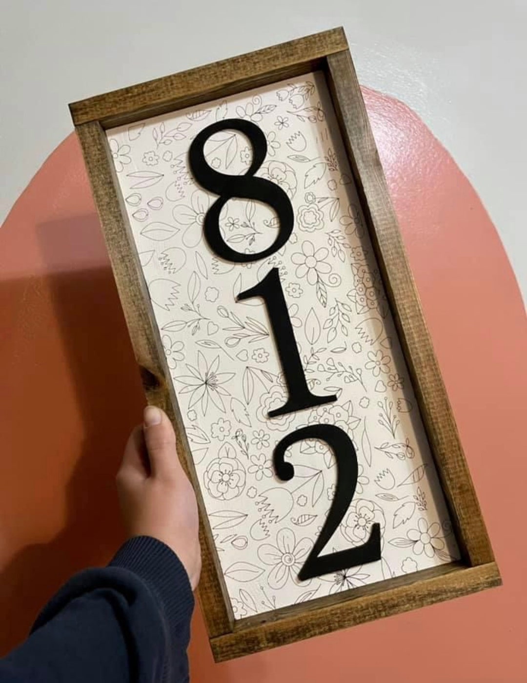Custom Herringbone Address Sign, House Number Wood Sign With ...