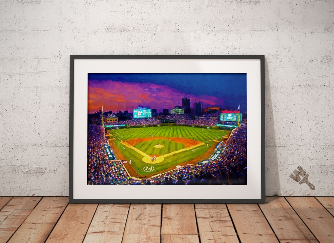 Wrigley Field Print, Baseball Stadium Painting, Chicago Cubs Poster - Etsy