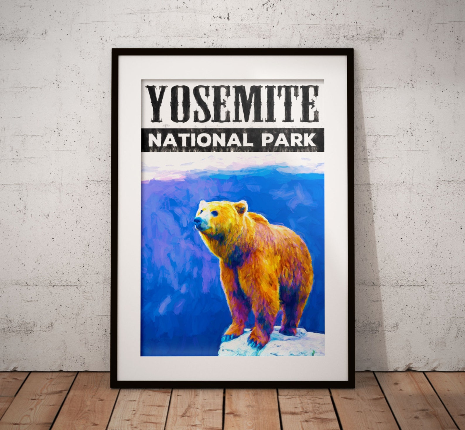 Yosemite National Park Poster Print, Bear Painting, California Bear ...