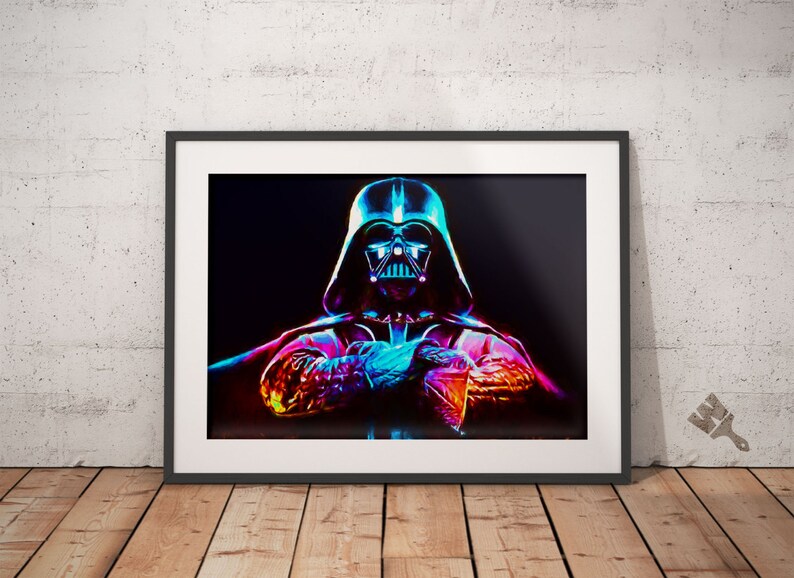 Neon Darth Vader Print, Star Wars Painting, Darth Vader Poster, Star ...