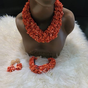 New Original Sea Bamboo Coral Set/coral Head Band & Necklace Set/bridal ...