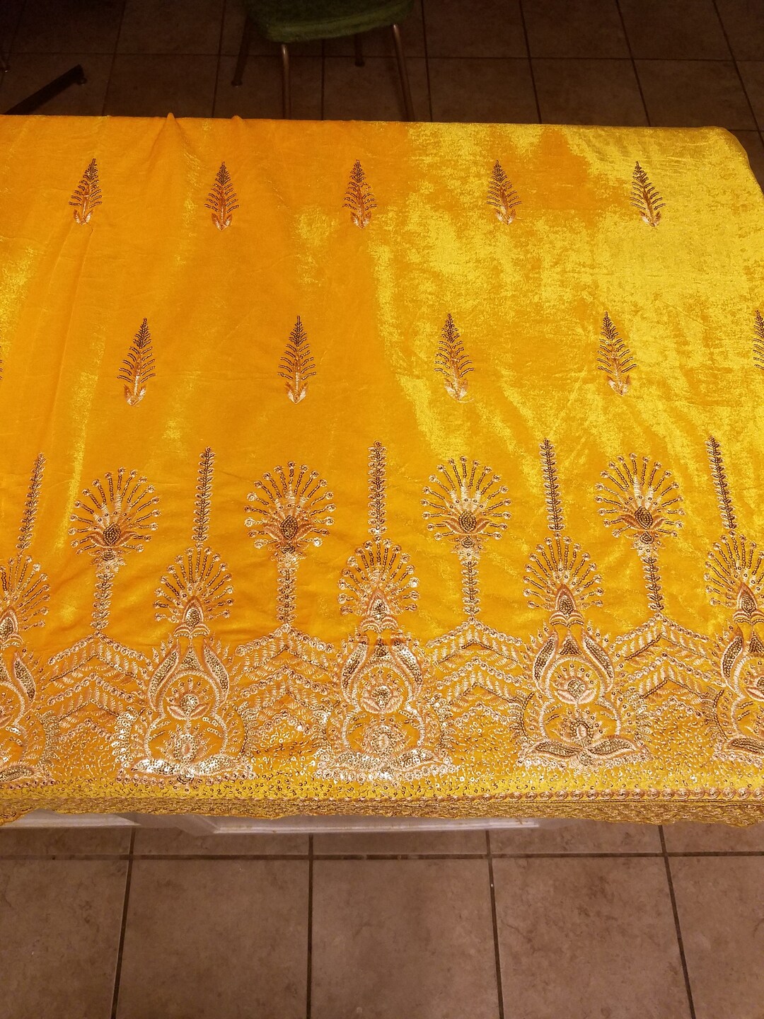 Yellow Velvet With Design Sold per Yard - Etsy