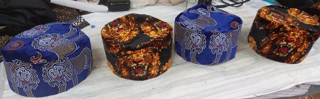 Handmade Isi Agu Hat With Lion Print, Velvet Fabric (size 23) - Etsy