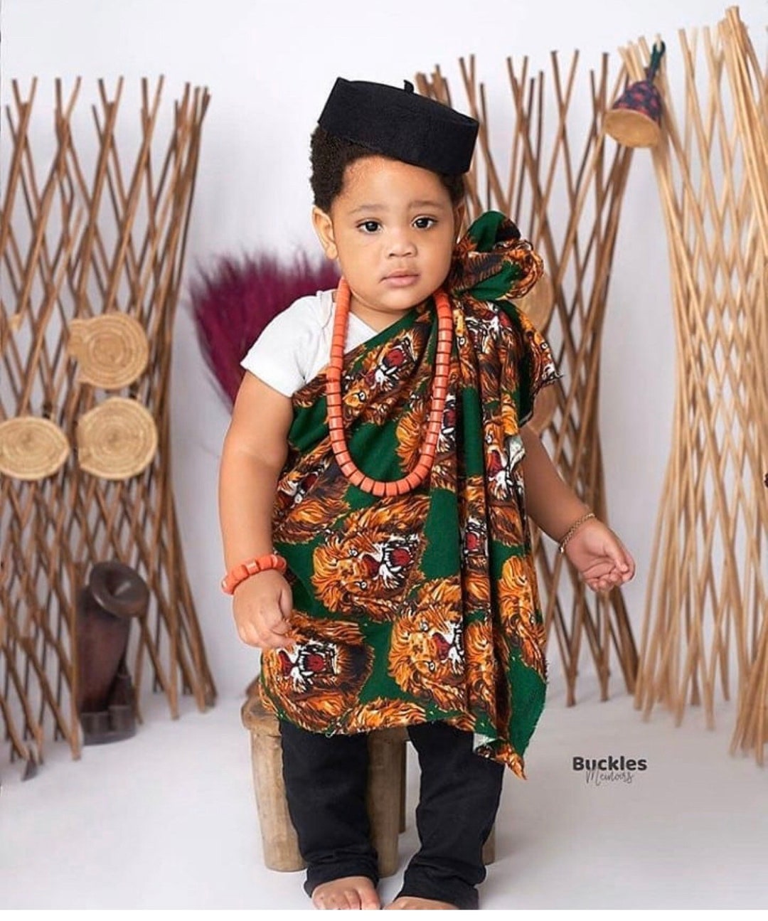 Kids' Traditional Outfit: Isi Agu Fabric Set With Hat & Jewelry - Etsy