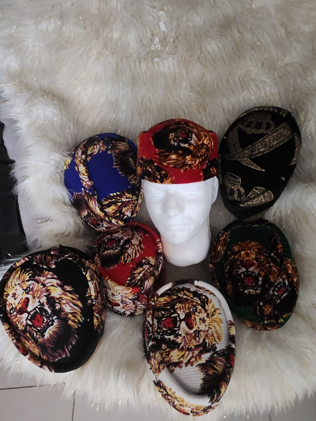 Custom Isi Agu Velvet Hat With Lion Print - Etsy