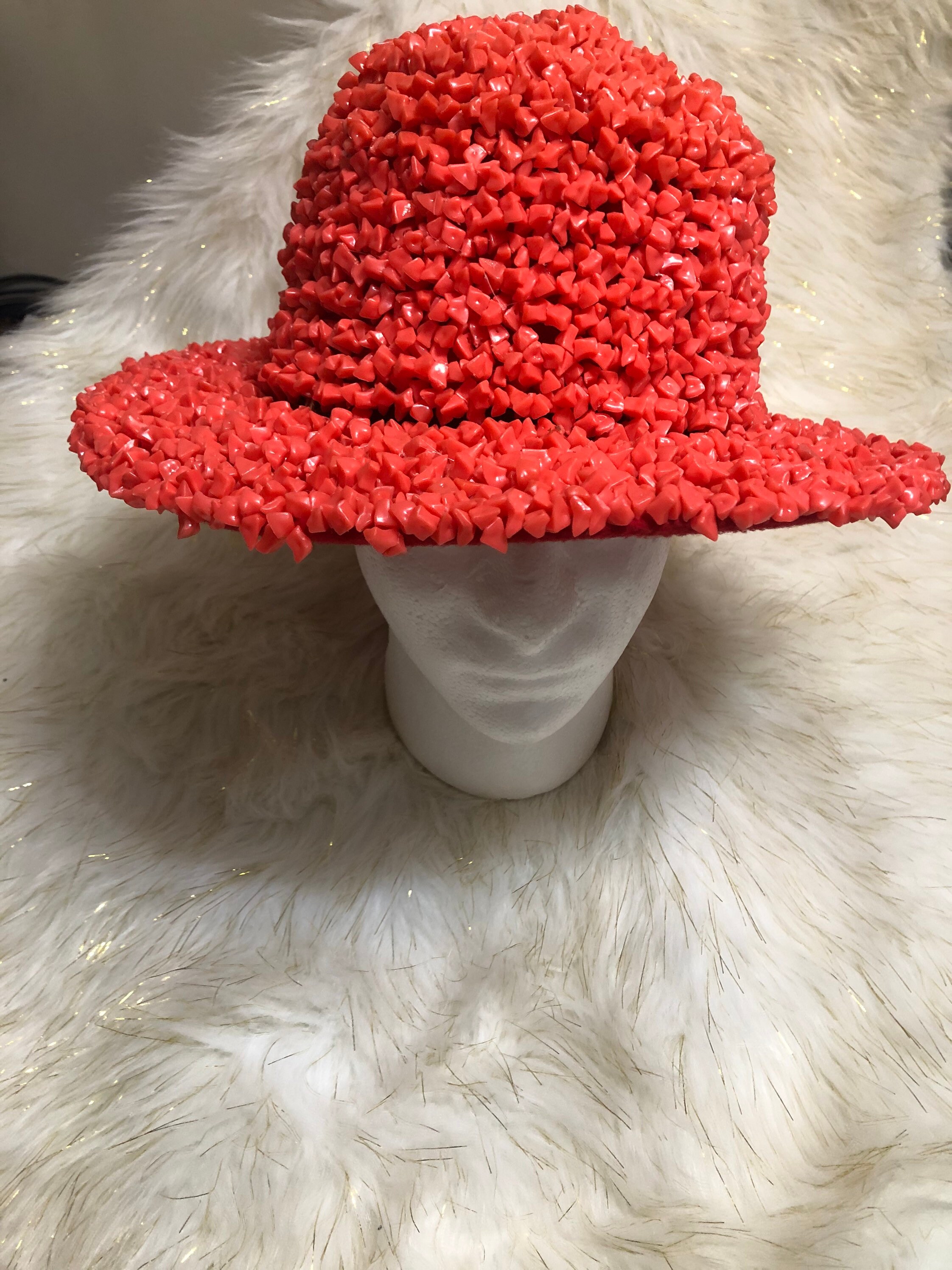 Hand beaded hat / coral hat/ coral bead | Etsy