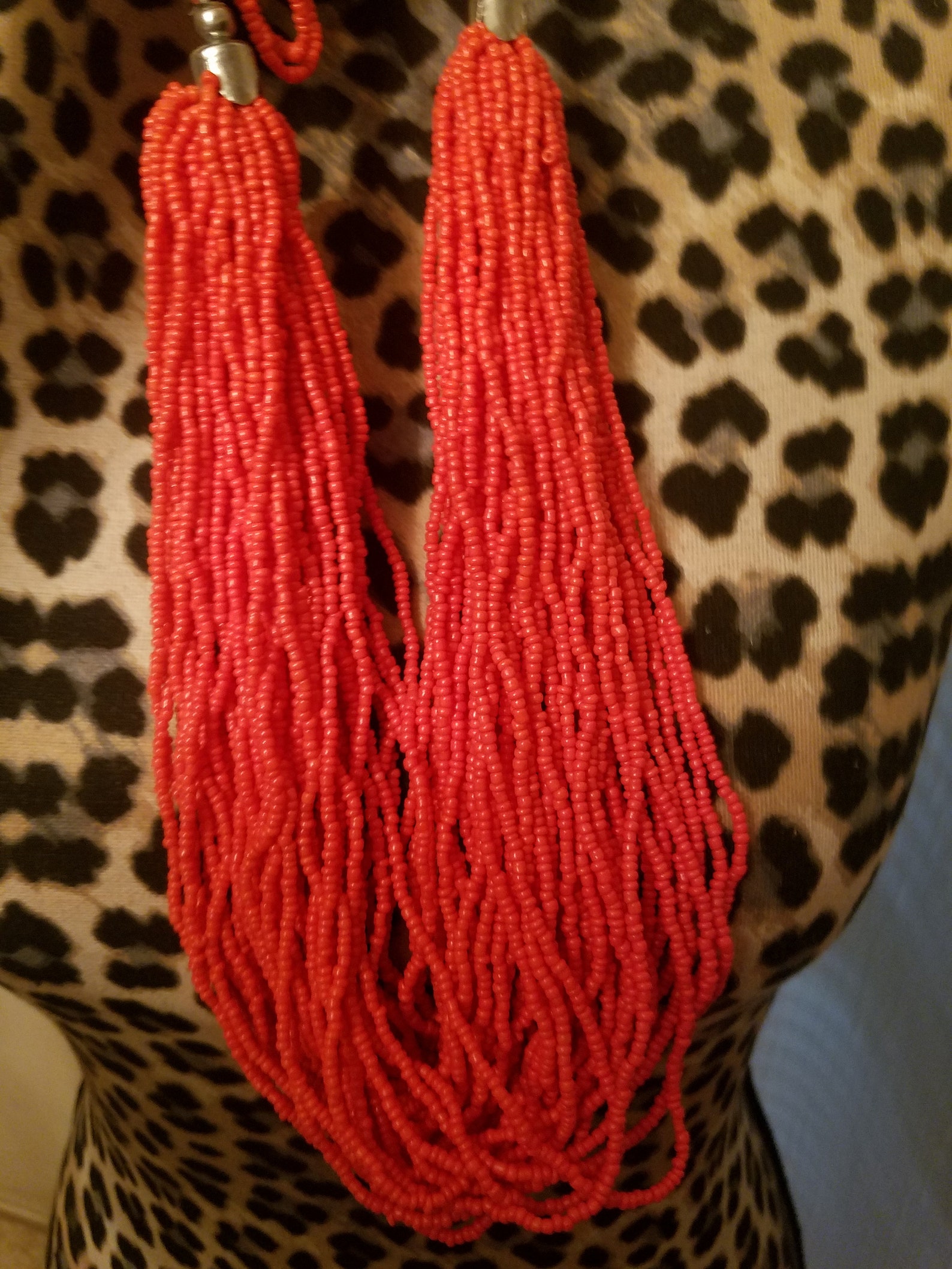 Coral Color Beads With Earing / 2 Set Coral Beads/ African | Etsy
