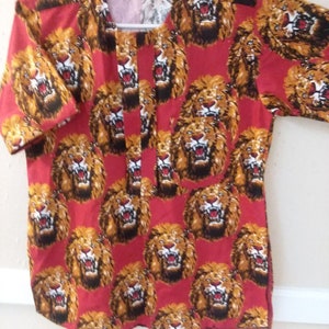Custom Made Isi Agu Top, Authentic Lion Print Fabric - Etsy