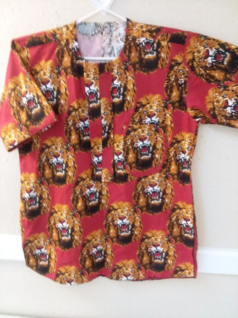 Custom Made Isi Agu Top, Authentic Lion Print Fabric - Etsy