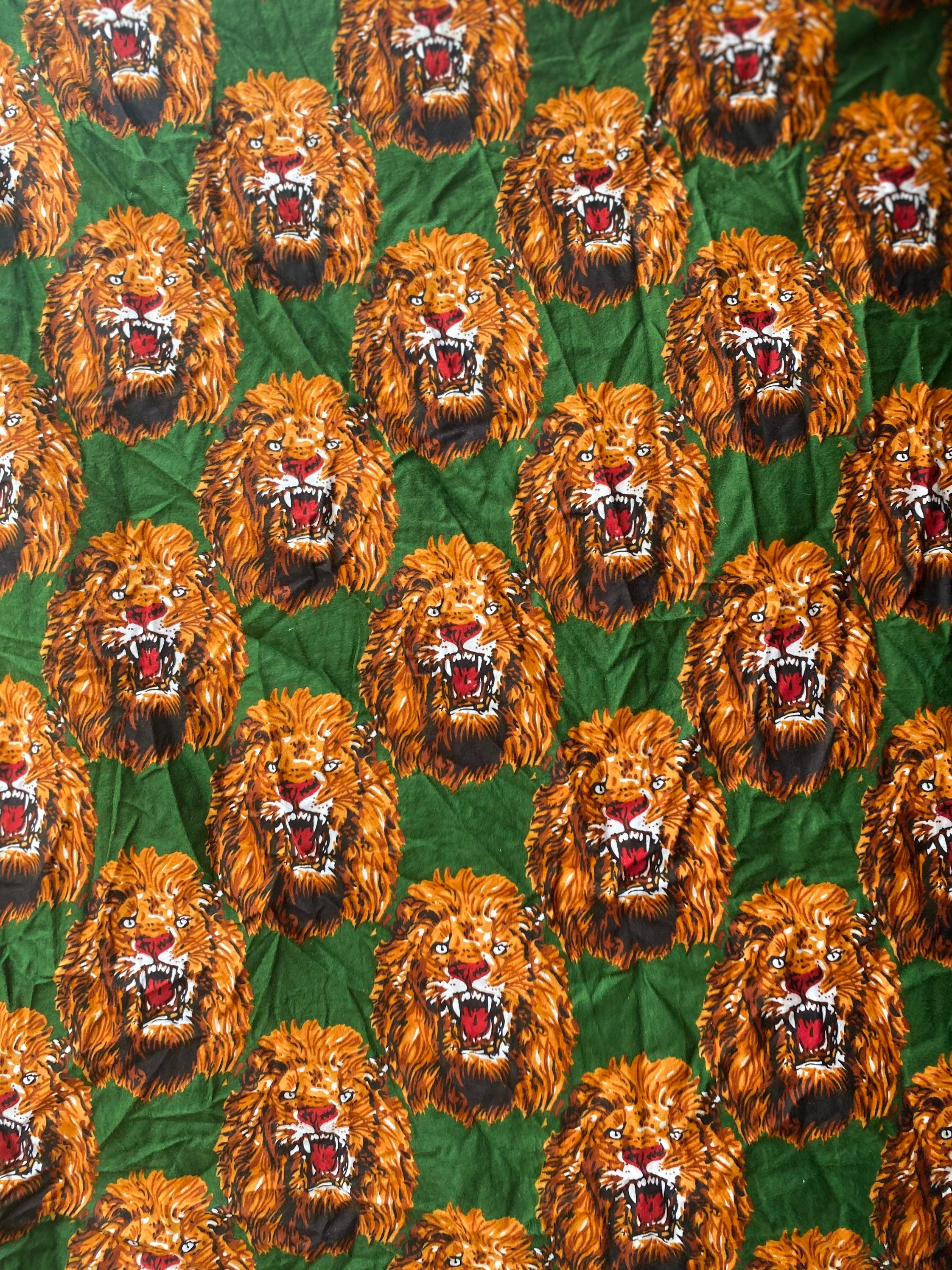 Lion Print Velvet Fabric - Igbo Traditional Isi Agu Fabric - Etsy Israel