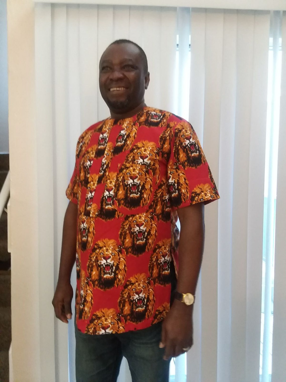 Custom Made Isi Agu Top, Authentic Lion Print Fabric - Etsy