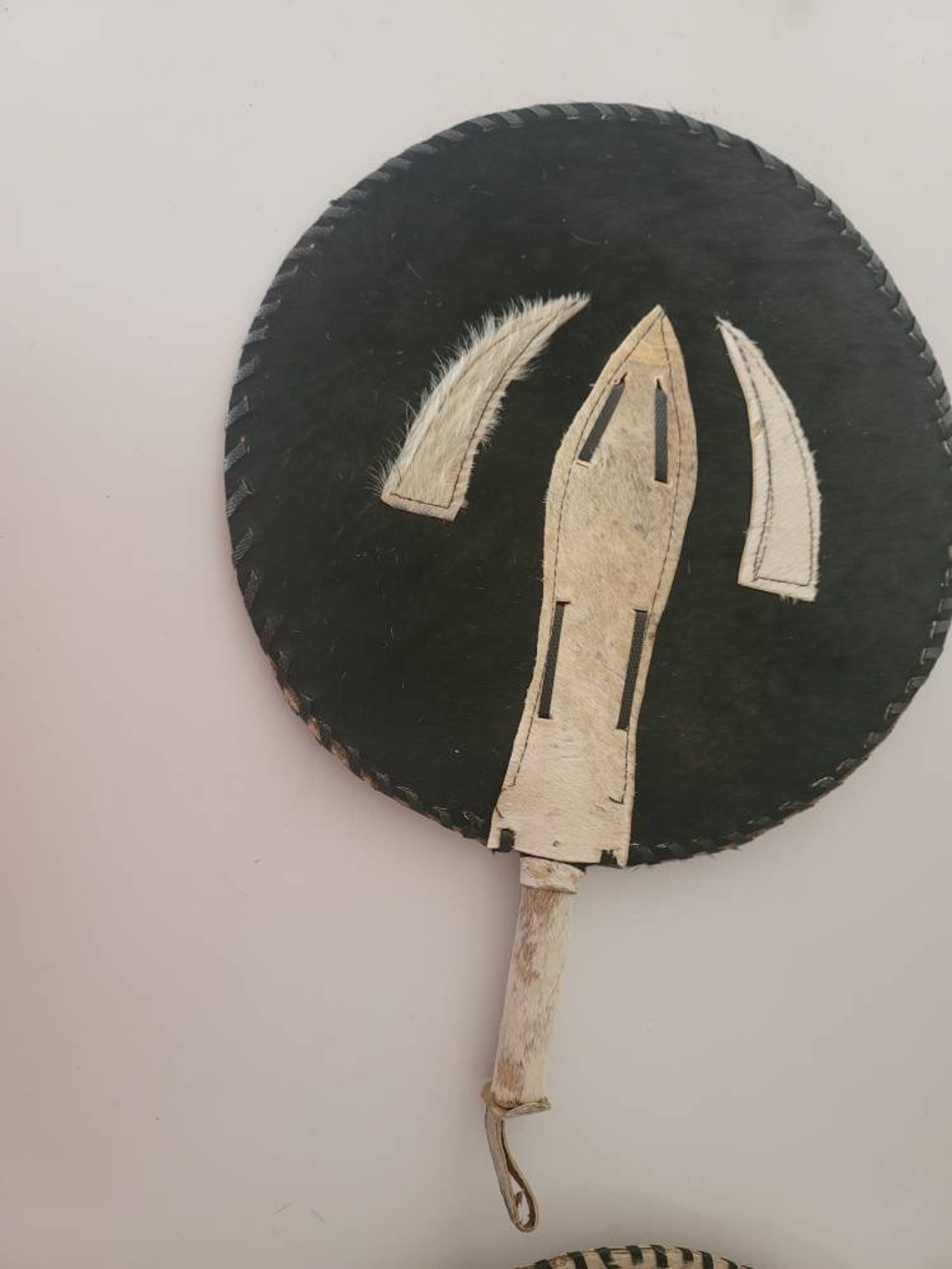Igbo Amaka Hand Fan: African Animal Skin, Customized Title - Etsy