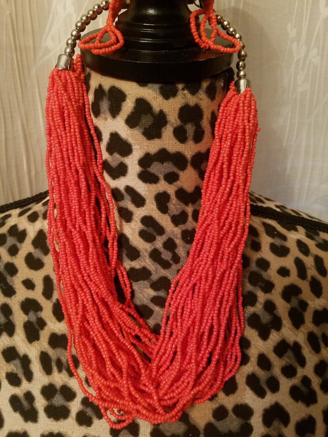 Coral Color Beads With Earing / 2 Set Coral Beads/ African - Etsy
