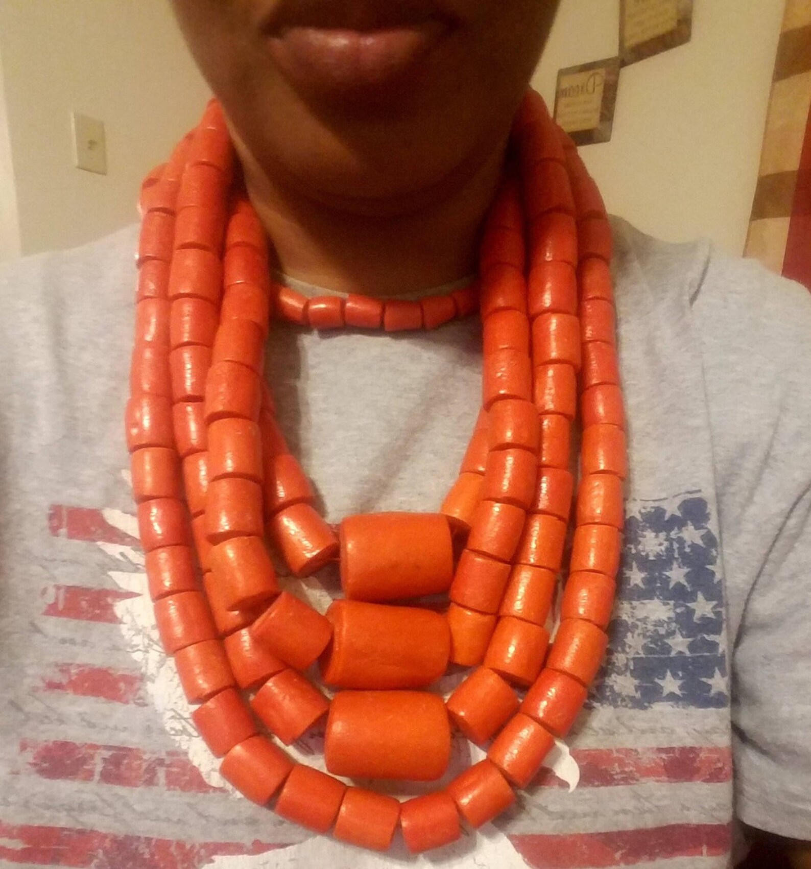 Edo Beads/coral Color Large Beads Set/ Nigerian Wedding Bridal | Etsy