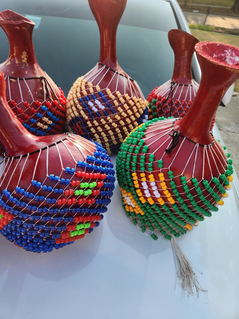 Hand Beaded Gourd Shaker - Large Icharka, African Musical Instrument ...