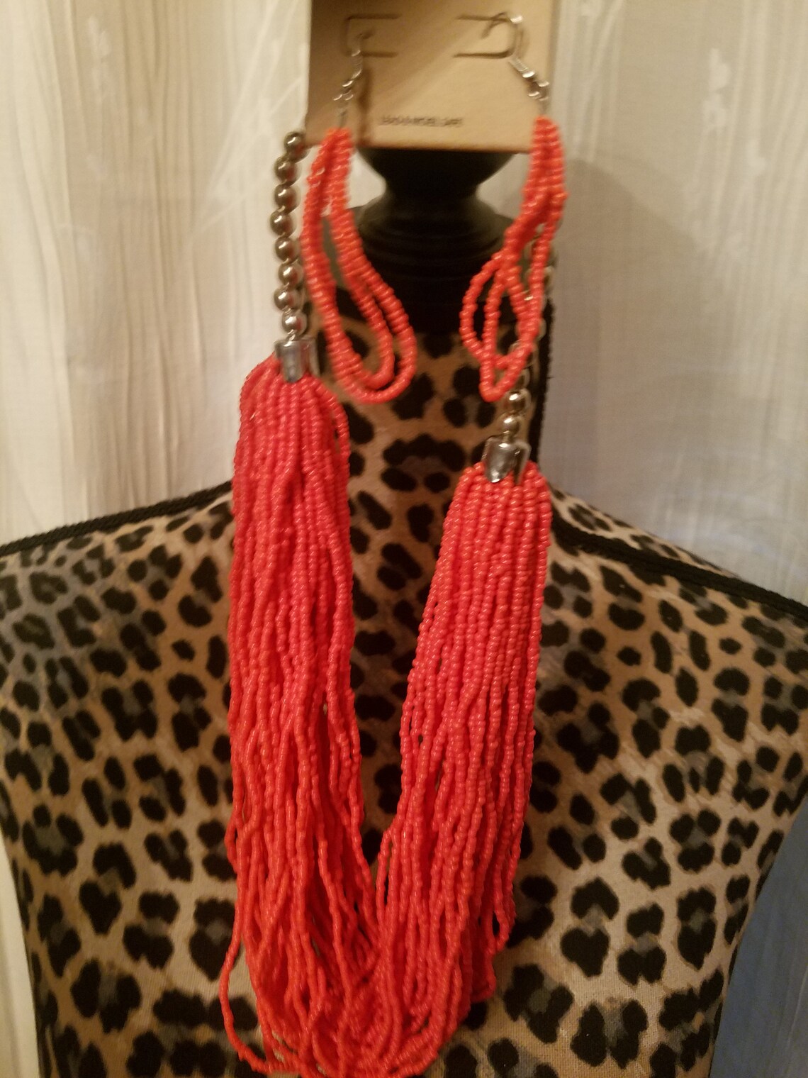 Coral Color Beads With Earing / 2 Set Coral Beads/ African - Etsy