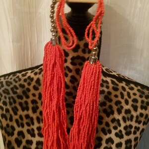 Coral Color Beads With Earing / 2 Set Coral Beads/ African Coral Beads ...