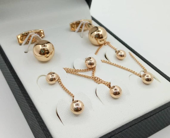 Men Cufflink/traditional Top Pin Button and Matching | Etsy