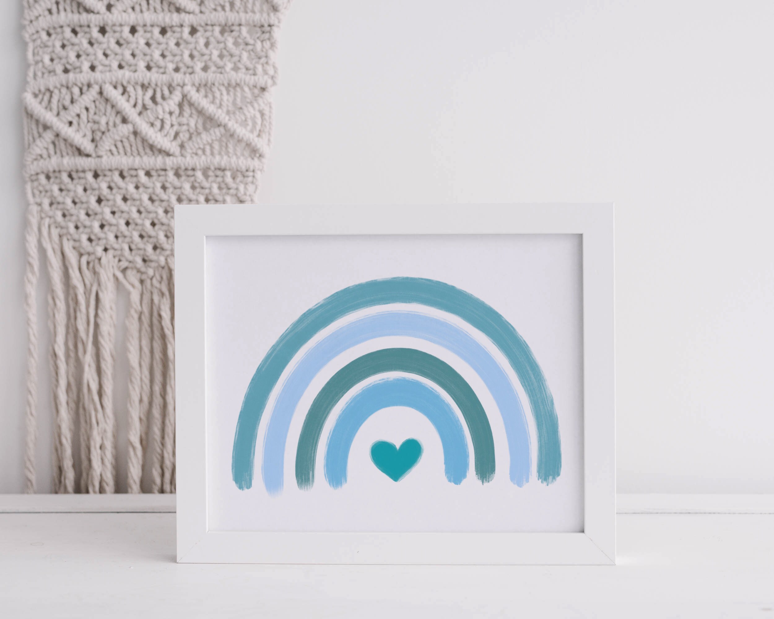 Blue Rainbow Art Pastel Rainbow Print Digital Painting Brush Stroke ...