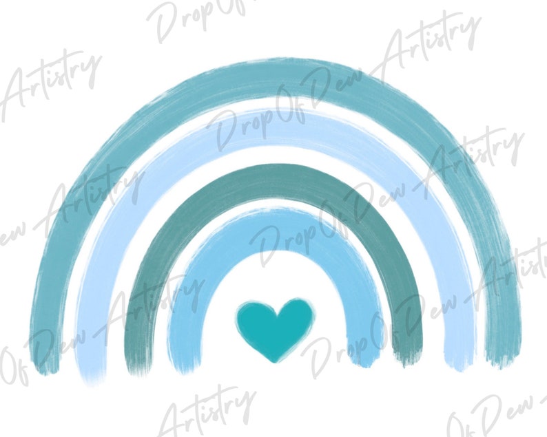 Blue Rainbow Art Pastel Rainbow Print Digital Painting Brush Stroke ...