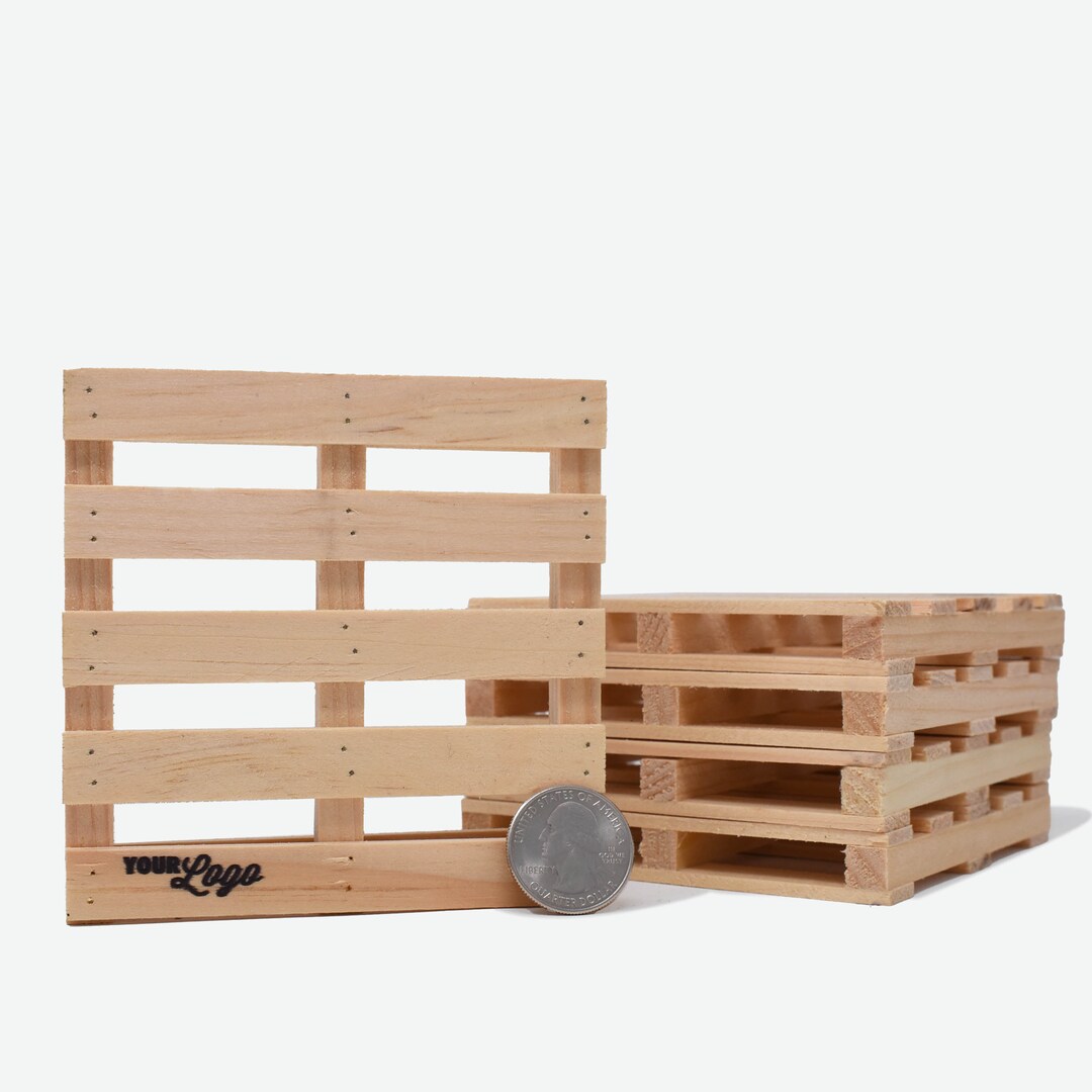 Custom Printed // 5 Units - Miniature Wood Pallet Coasters // Your Logo ...