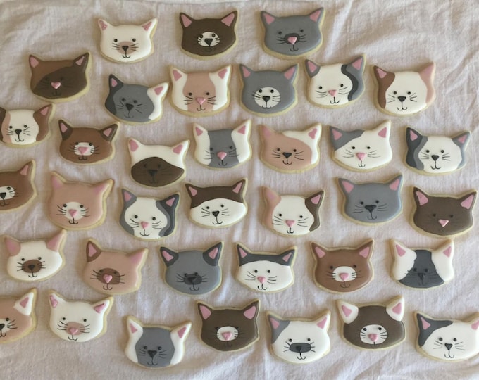 2 Dozen Sweet Kitten Cookies for Any Cat Lover - Etsy