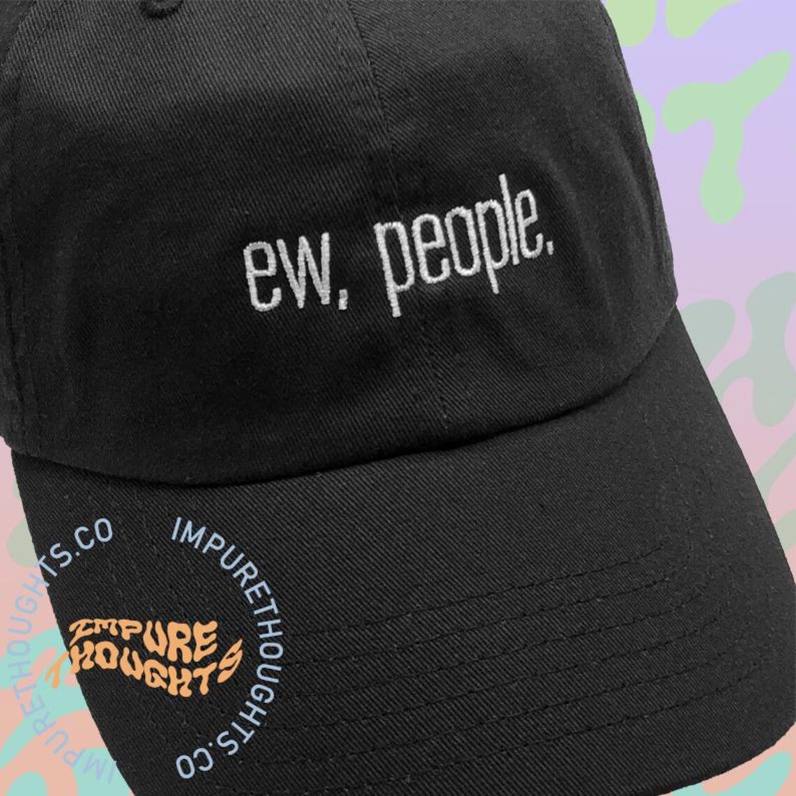 EW PEOPLE Dad Hat Embroidered Baseball Cap Low Profile Black Custom ...