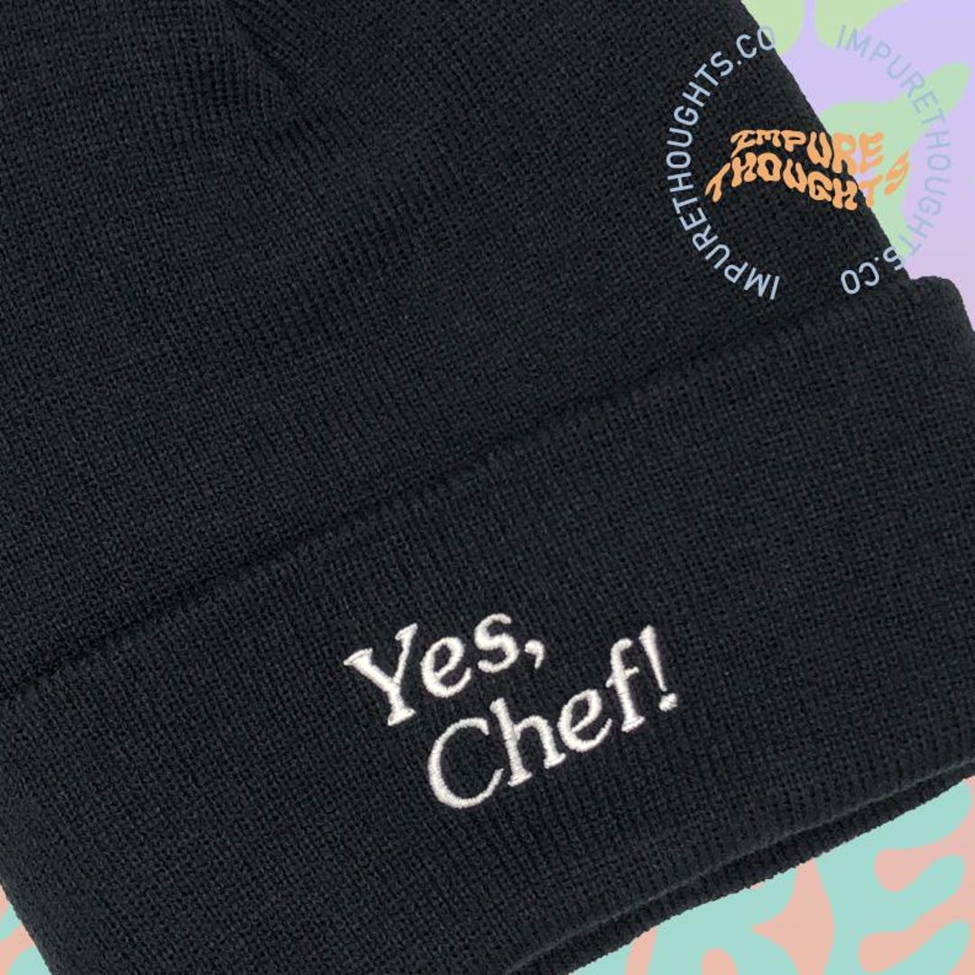 Yes, Chef! Beanie Knit Cap Unisex Winter Headwear Embroidered Text Cuff ...
