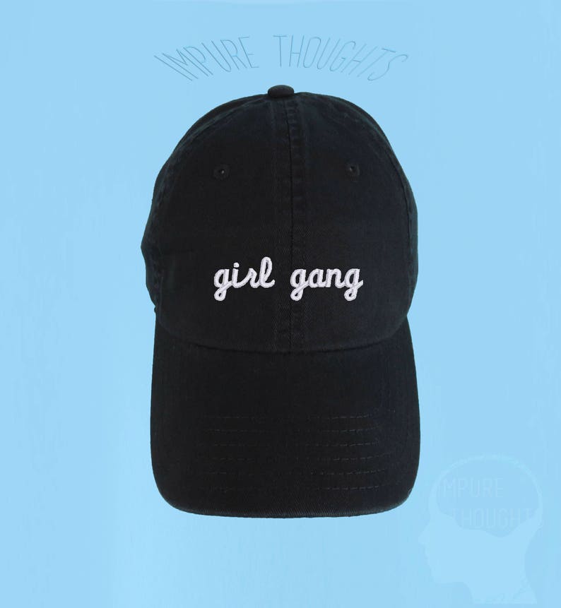 GIRL GANG Dad Hat Embroidered Baseball Black Cap Low Profile | Etsy