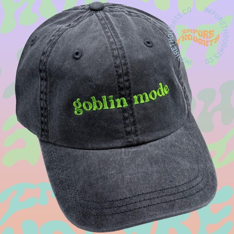 Goblin Mode Embroidered Design Baseball Cap Dad Hat Low Profile ...