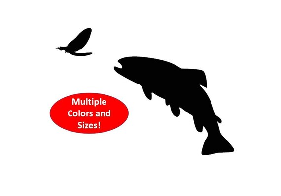 Trout and Mayfly Vinyl Decal Trout Fishing Stickers Fly | Etsy