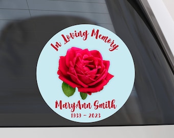 Custom in Loving Memory Memorial Rose Flower Die Cut Decal Sticker RIP ...