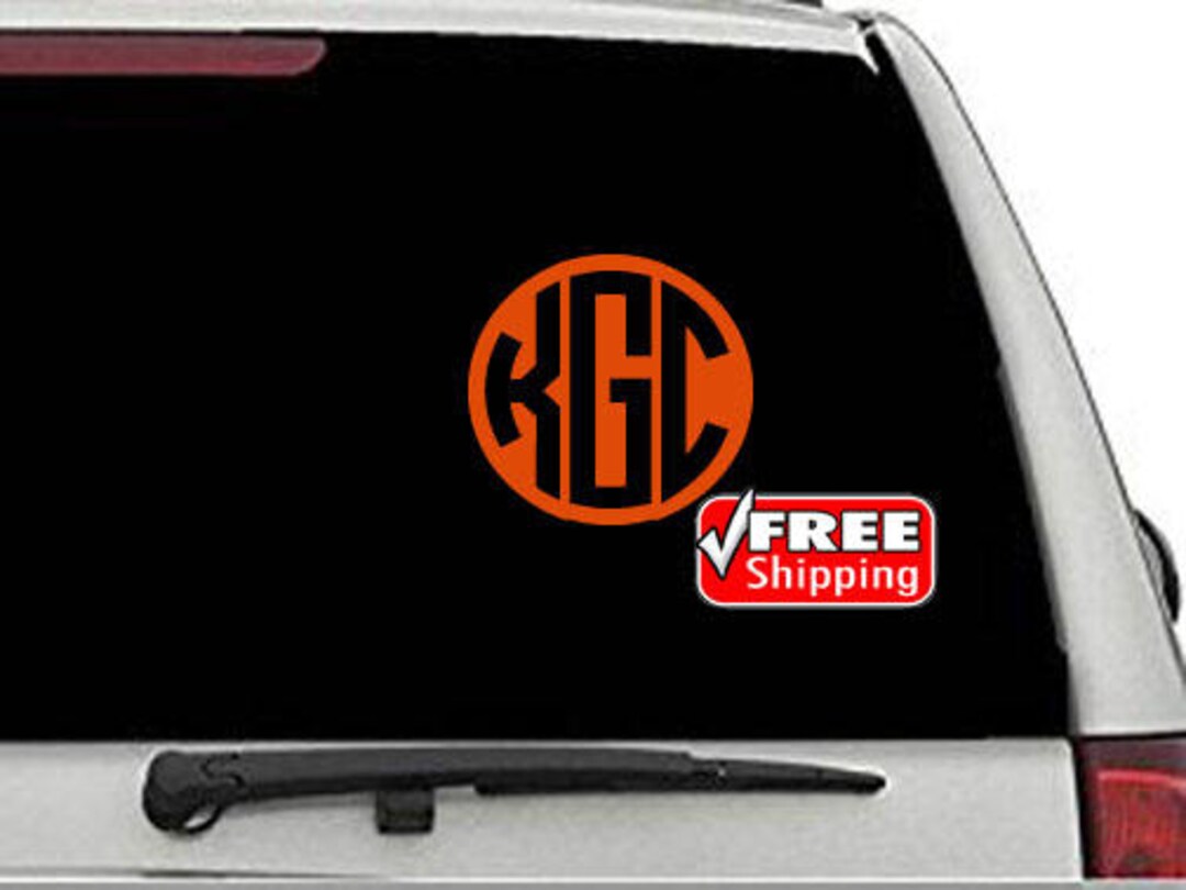 Circle Monogram, Monogram Car Decal, Name Wall Decal, Personalized ...