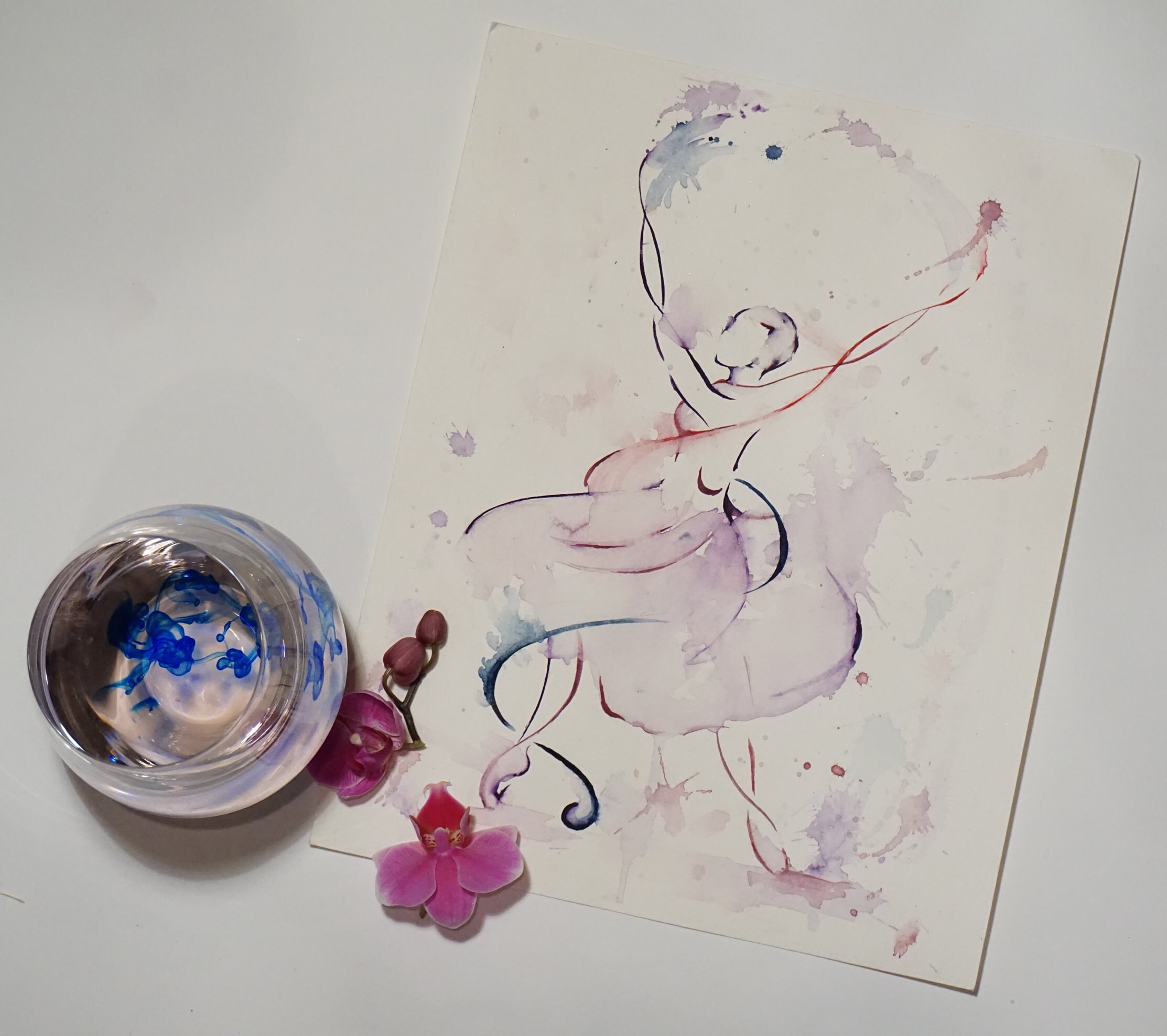 Abstract Dancer Watercolour Print- Cool Colours, Beautiful Gift for ...