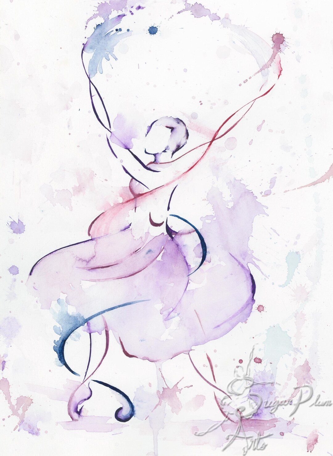 Abstract Dancer Watercolour Print- Cool Colours, Beautiful Gift for ...