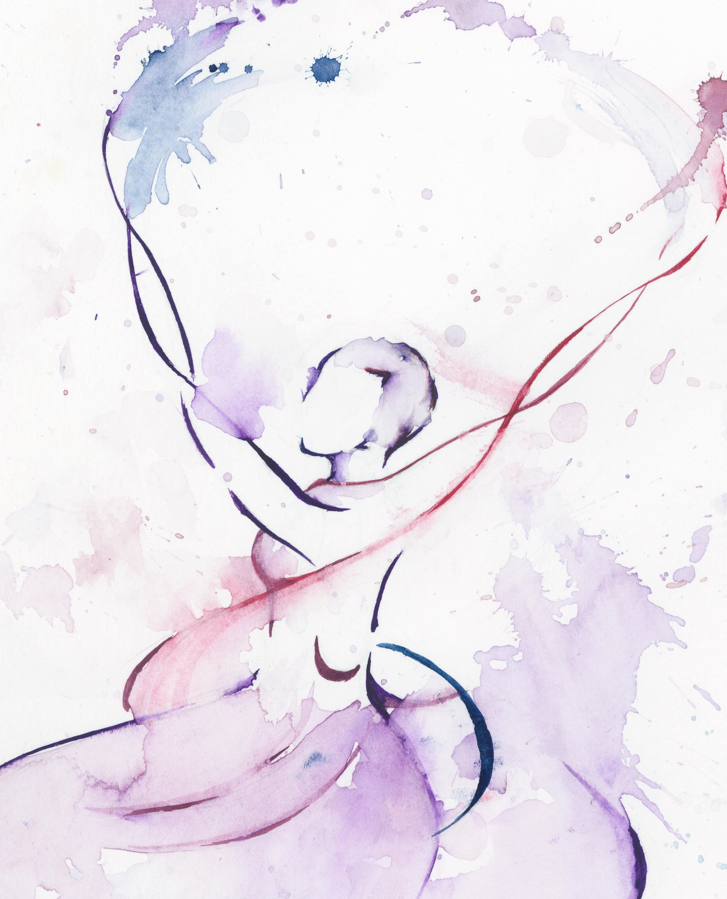 Abstract Dancer Watercolour Print- Cool Colours, Beautiful Gift for ...