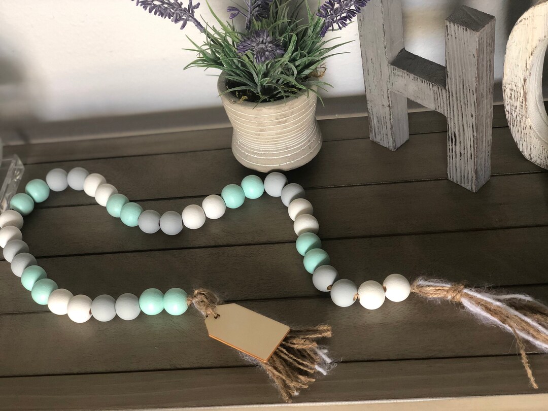 Wood Beaded Garland Personalized Wood Garland Personalized Decor 3 Tier ...