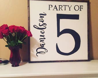 Party of 5 sign | Etsy