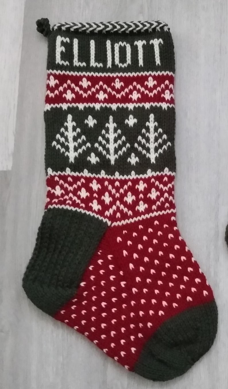 Fair Isle Christmas Stocking Knitting Pattern / Winter Trees - Etsy