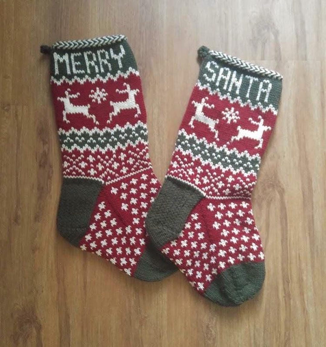 Fair Isle Christmas Stocking Knitting Pattern / Reindeer V2 - Etsy