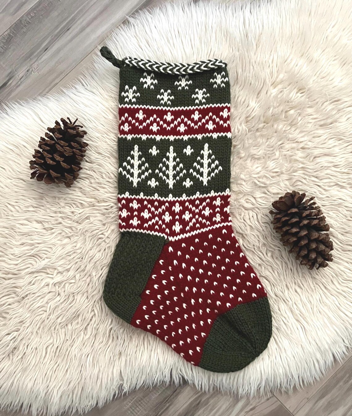 Fair Isle Christmas Stocking Knitting Pattern / Winter Trees - Etsy