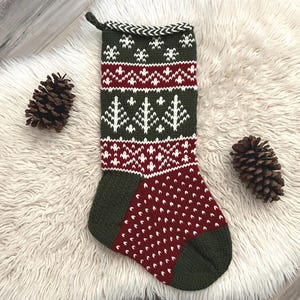 Fair Isle Christmas Stocking Knitting Pattern / Winter Trees - Etsy