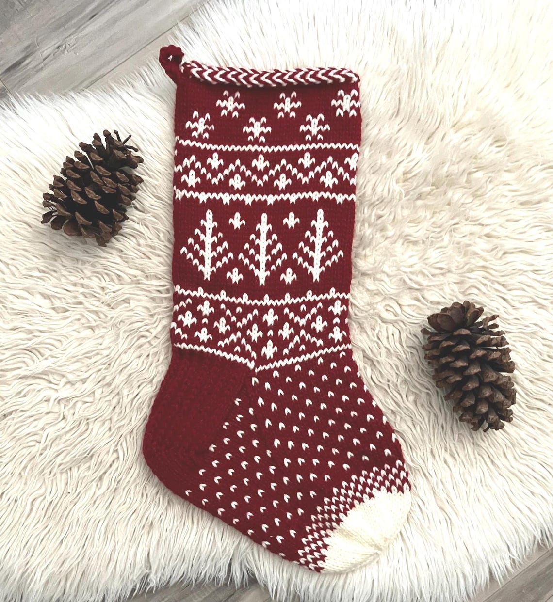 Fair Isle Christmas Stocking Knitting Pattern / Winter Trees - Etsy