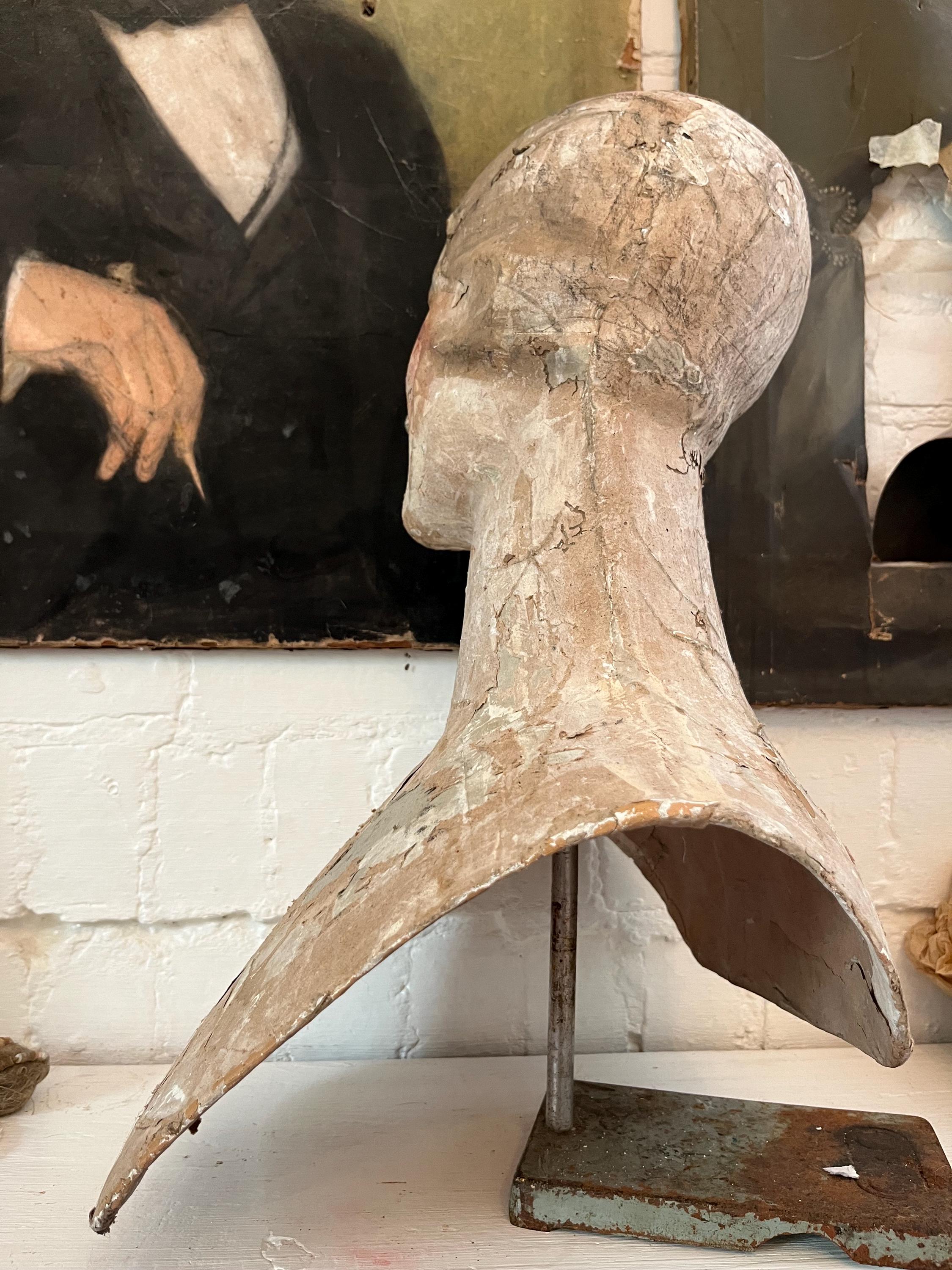Antique 1920s Paper Mache Mannequin Bust Head Glass Eyes Free Shipping ...
