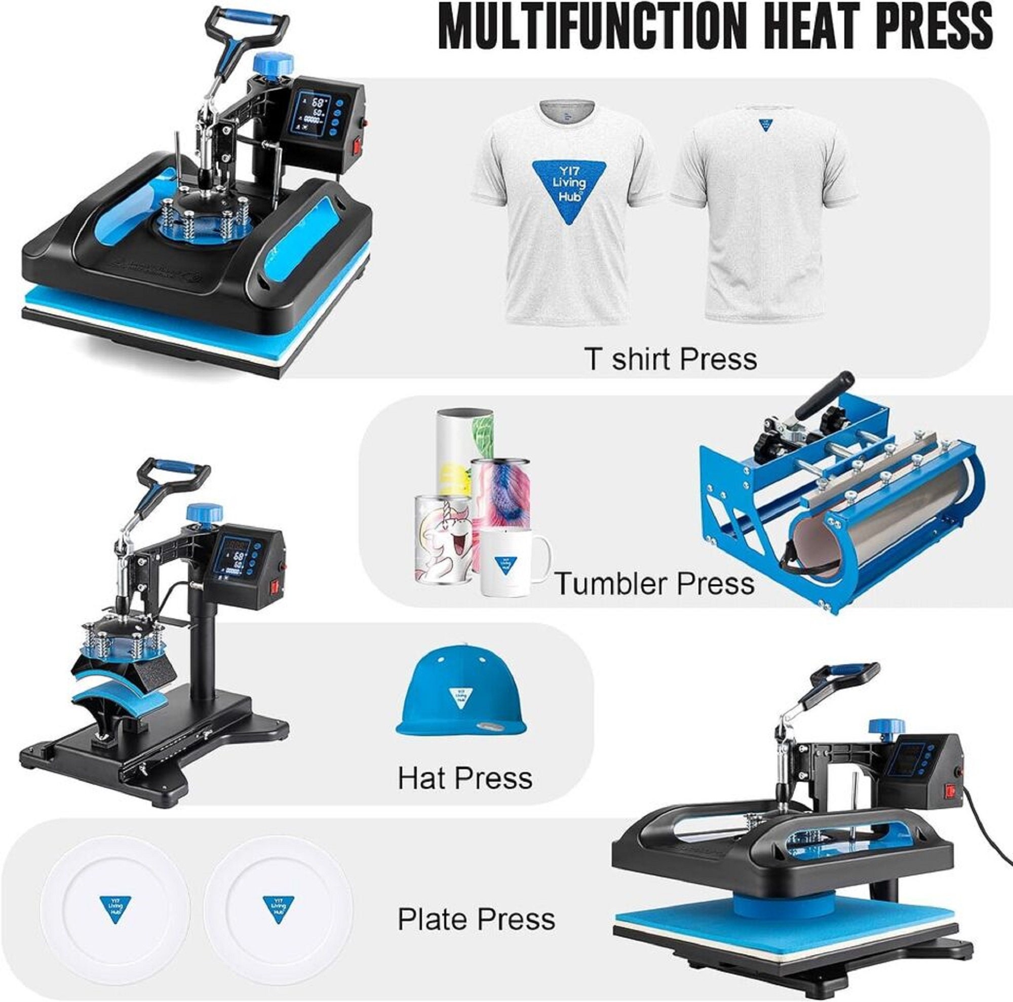 Heat Press & 30oz Tumbler and Attachments Craft Tool Set All in One ...