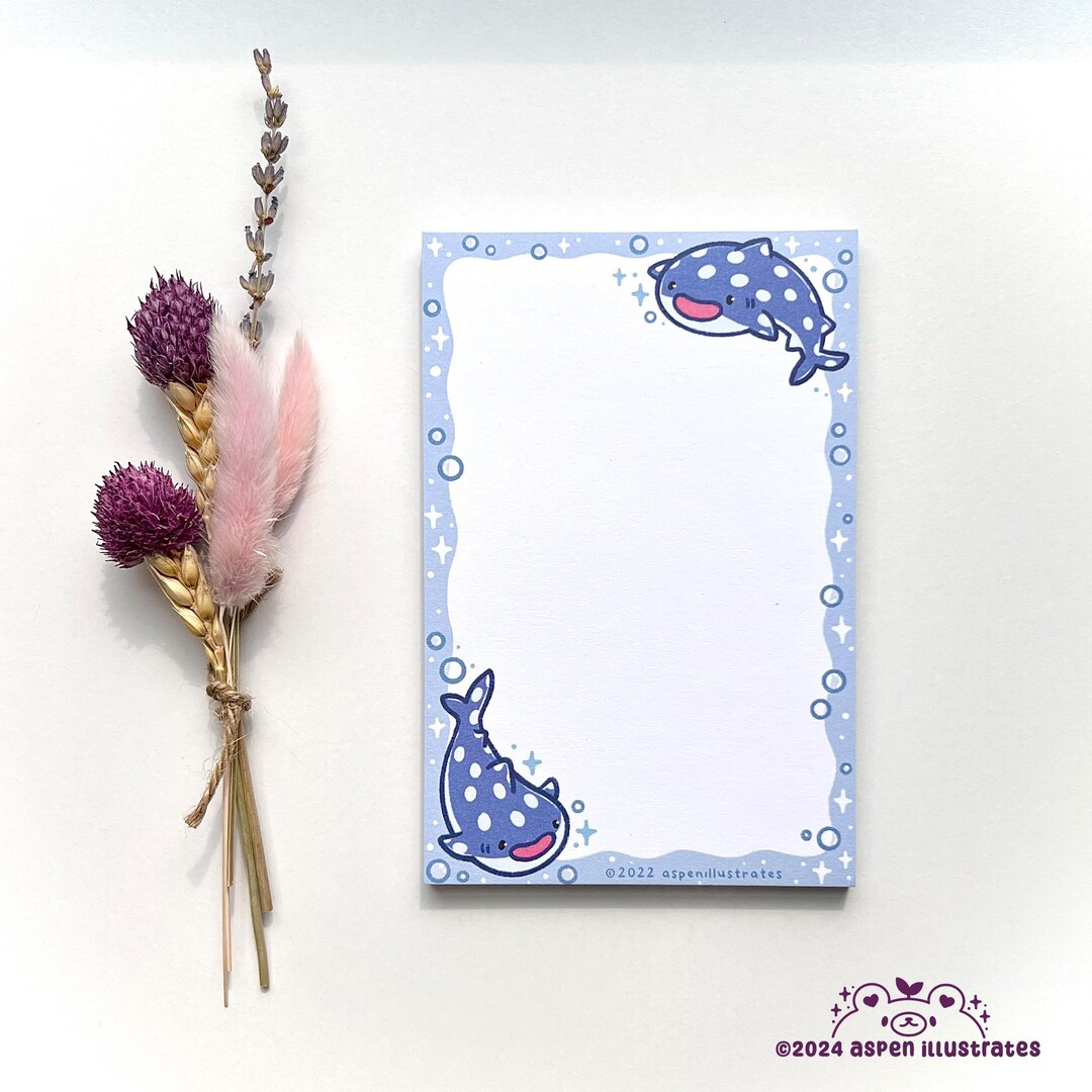 Whale Shark Notepad Kawaii Sea Creature Organization - Etsy