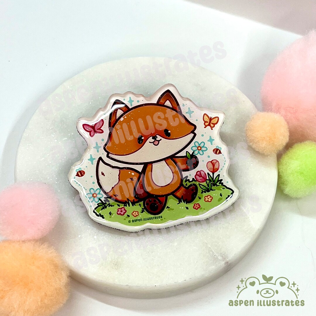 Cute Fox Glitter Refrigerator Magnet Kawaii Acrylic Magnets for Fridge ...