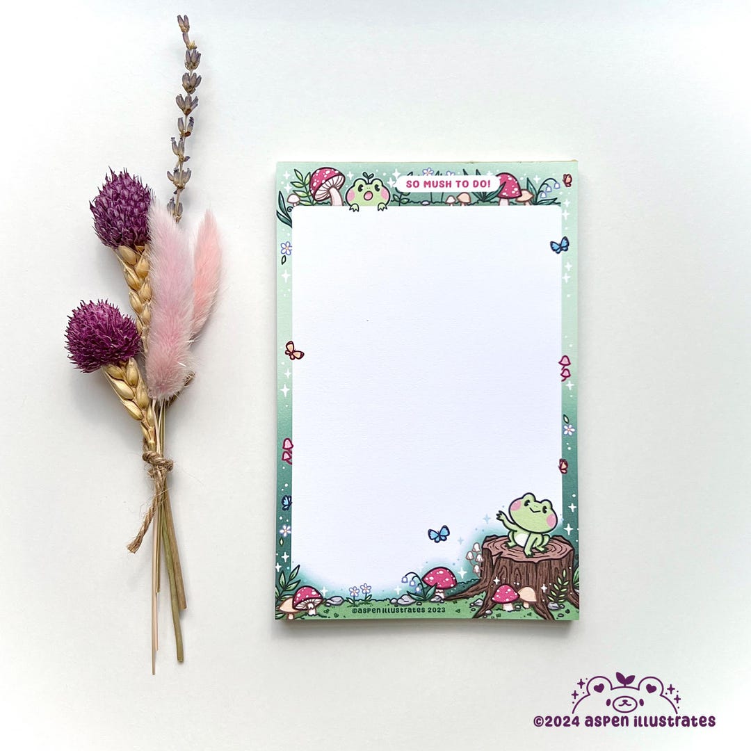 Cute Froggy Notepad - Kawaii Cottagecore Frog Organization, New Year's ...